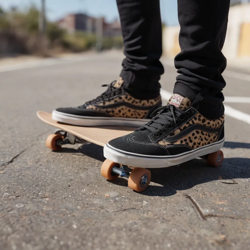 Versatile Black and Leopard Vans in Skate Culture