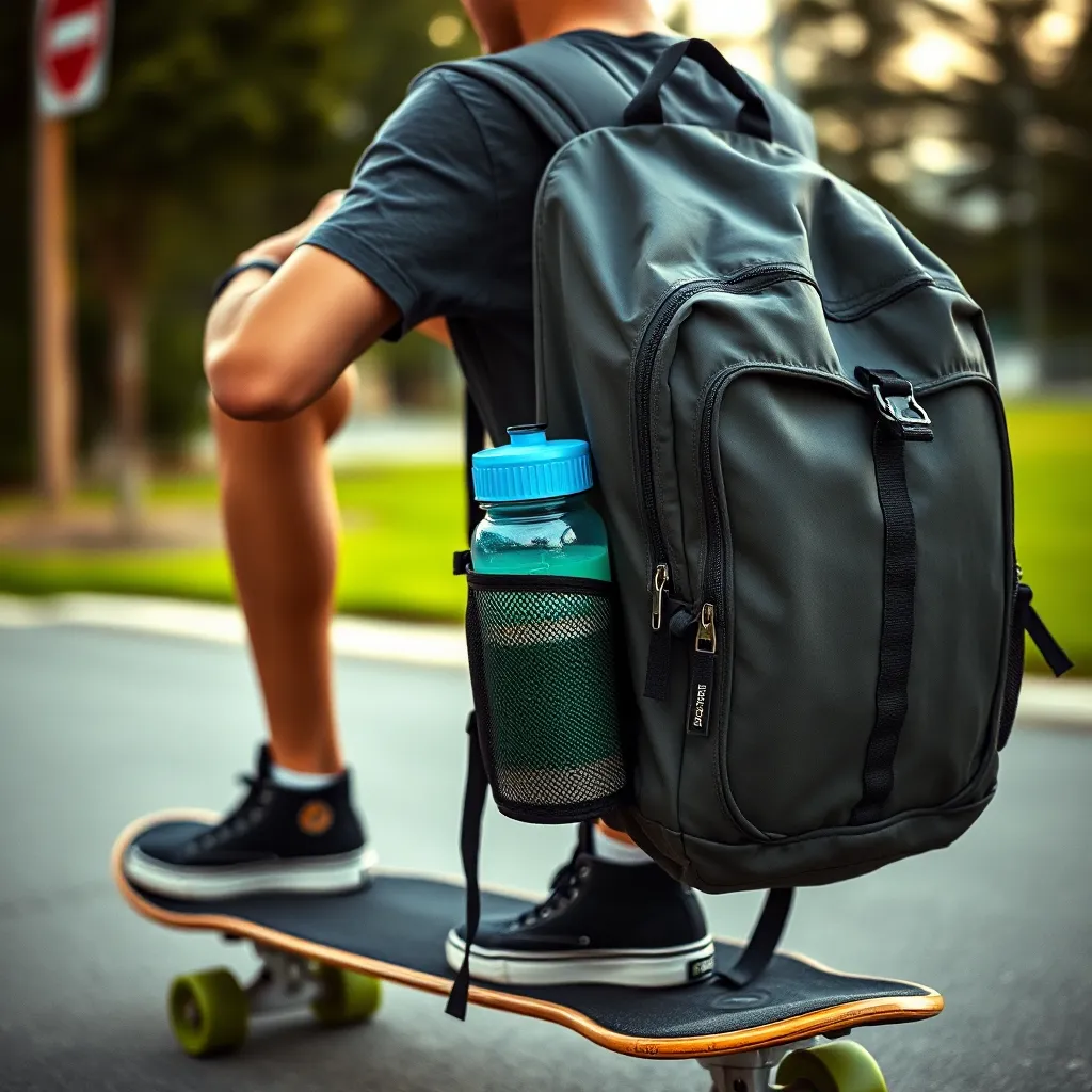 Backpacks with Water Bottle Holders for Skateboarders